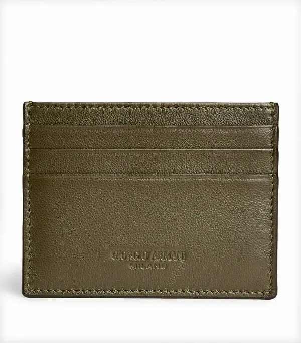 Giorgio Armani Lamb Leather Card Holder - Green