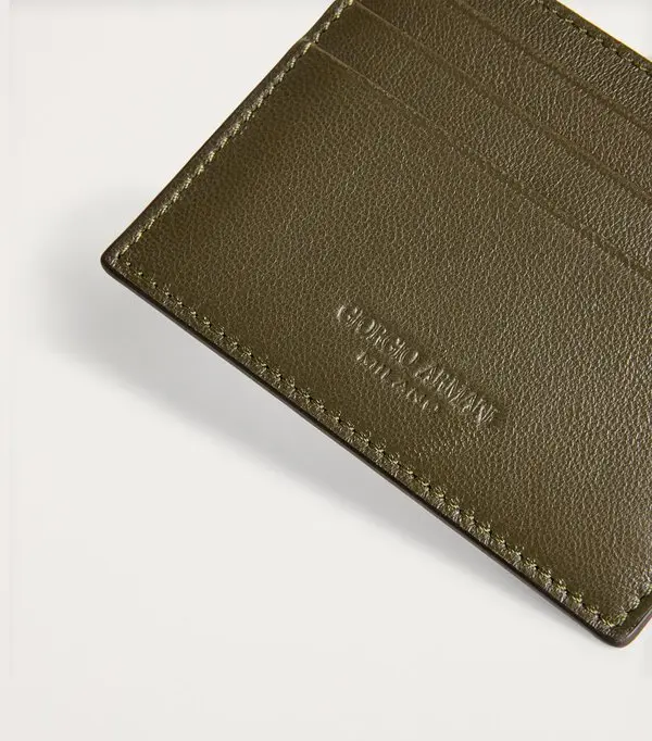 Giorgio Armani Lamb Leather Card Holder - Green
