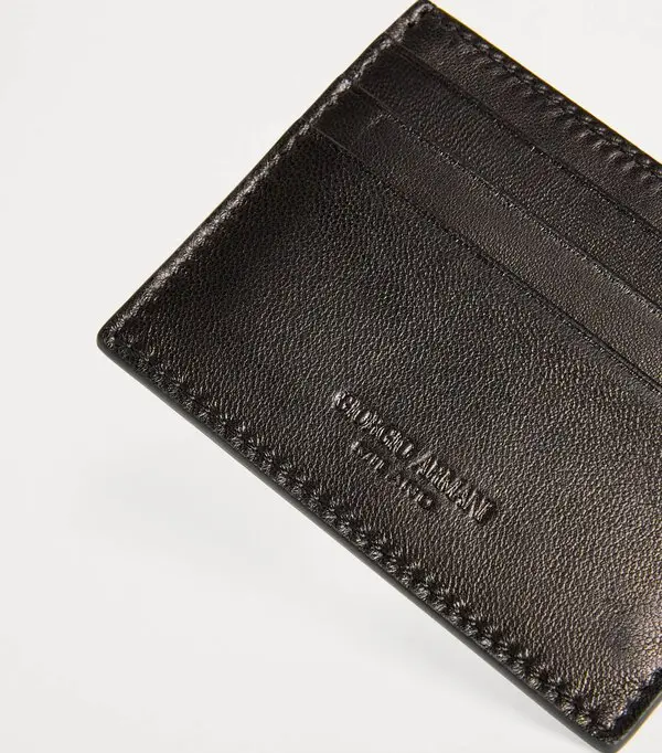 Giorgio Armani Lamb Leather Card Holder - Black