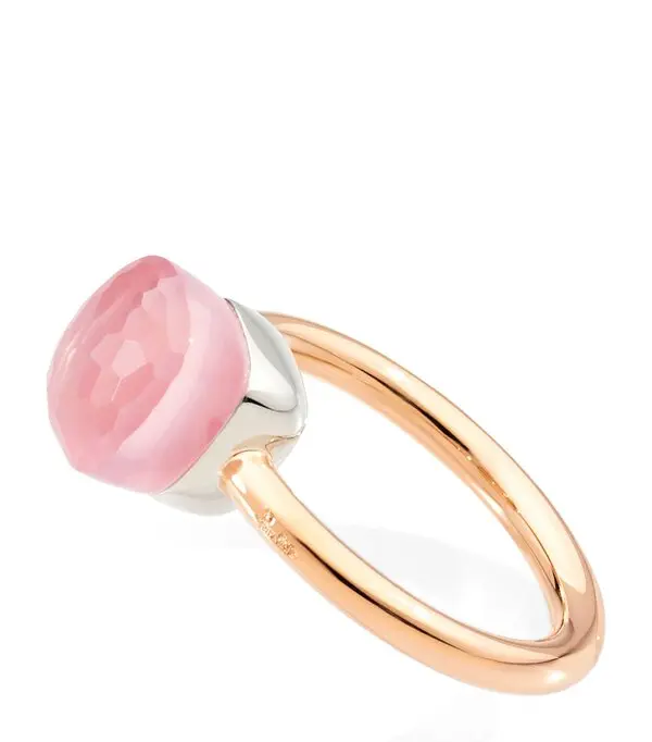 Pomellato Mixed Gold And Rose Quartz Nudo Ring - Pink