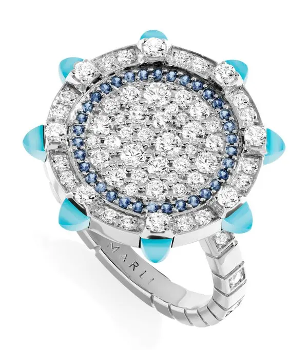 MARLI NEW YORK Diamond, Sapphire, And Chalcedony Statement Ring - White