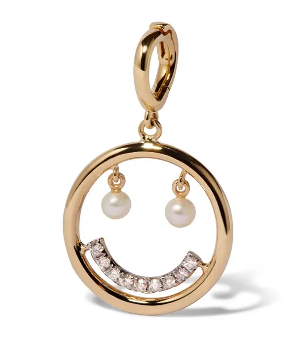 Annoushka Yellow Diamond, And Freshwater Pearl Happy Face Charm - Gold