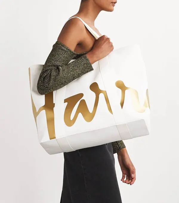 Harrods Cotton Logo Tote Bag - Ivory