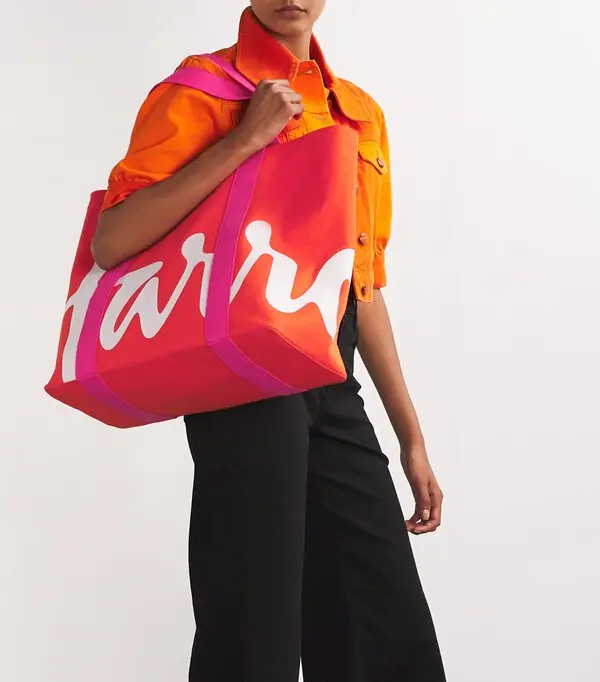 Harrods Cotton Logo Tote Bag - Orange