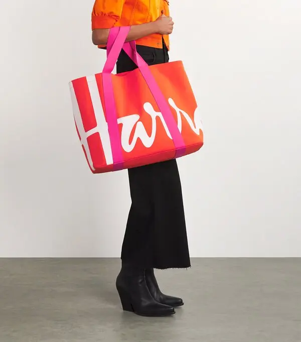 Harrods Cotton Logo Tote Bag - Orange