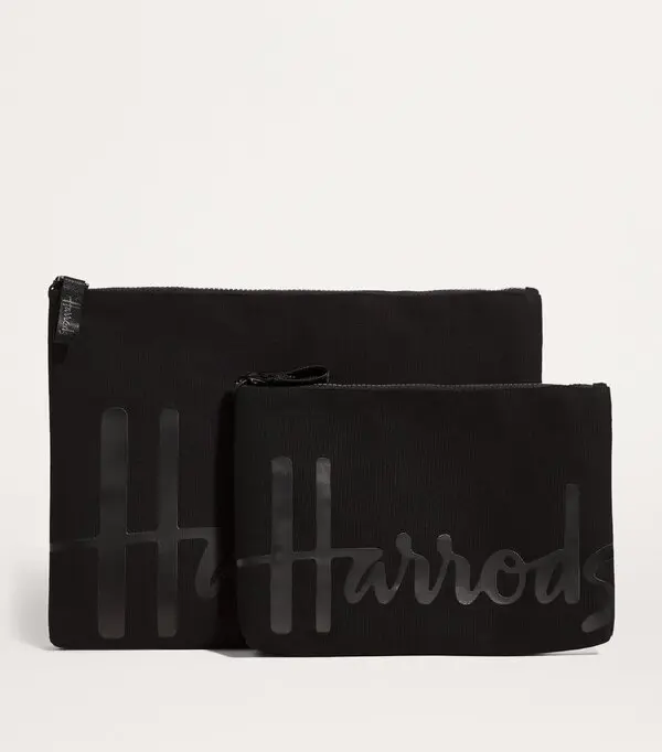 Harrods Large Cotton Logo Pouch - Black