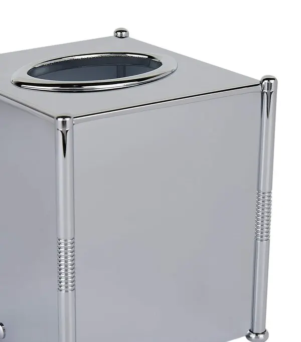 ZODIAC Cylinder Chrome Tissue Box - Silver