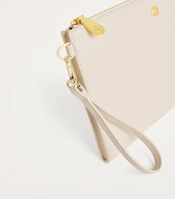 Harrods Pebbled Leather Pouch With Gold-plated Accents