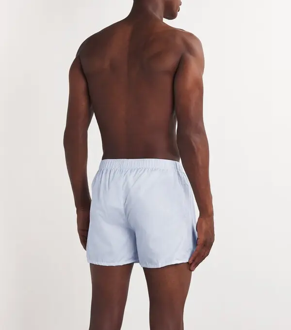 Hanro Cotton Woven Boxer Shorts - Blue