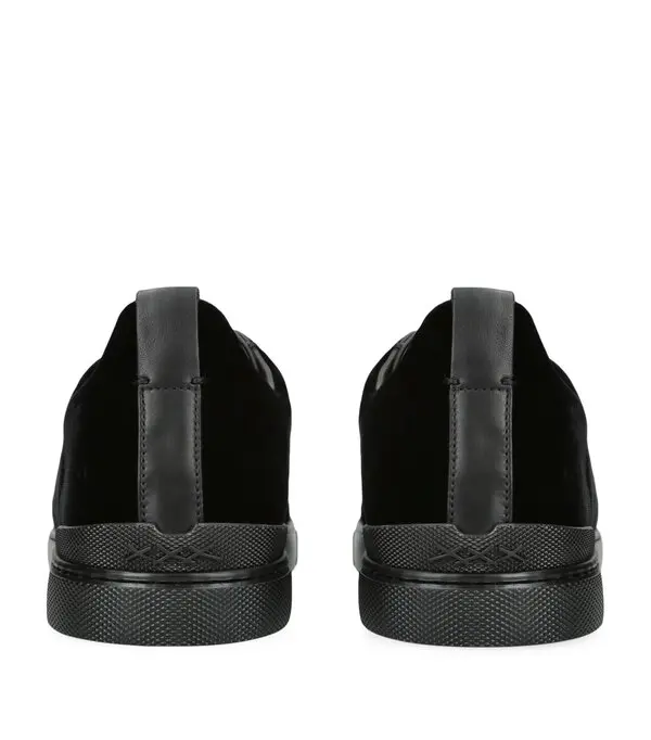 Zegna Velvet Triple Stitch Sneakers - Black