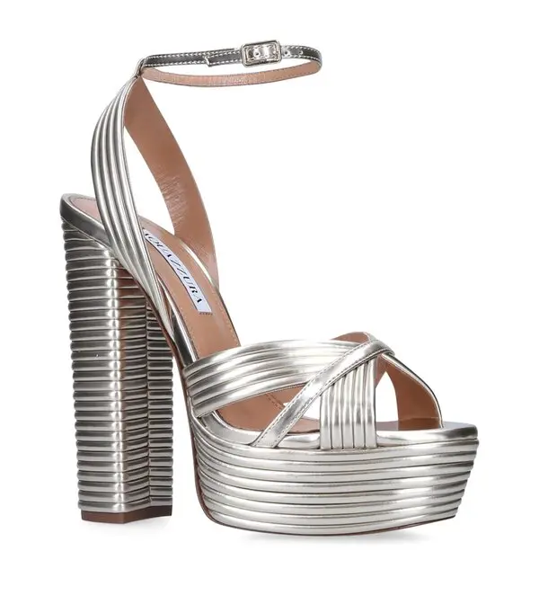 AQUAZZURA Metallic Sundance Platform Sandals - Gold