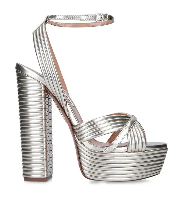 AQUAZZURA Metallic Sundance Platform Sandals - Gold