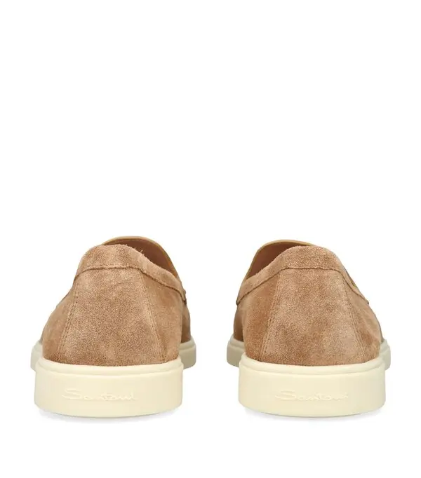 Santoni Suede Detroit Loafers - Beige