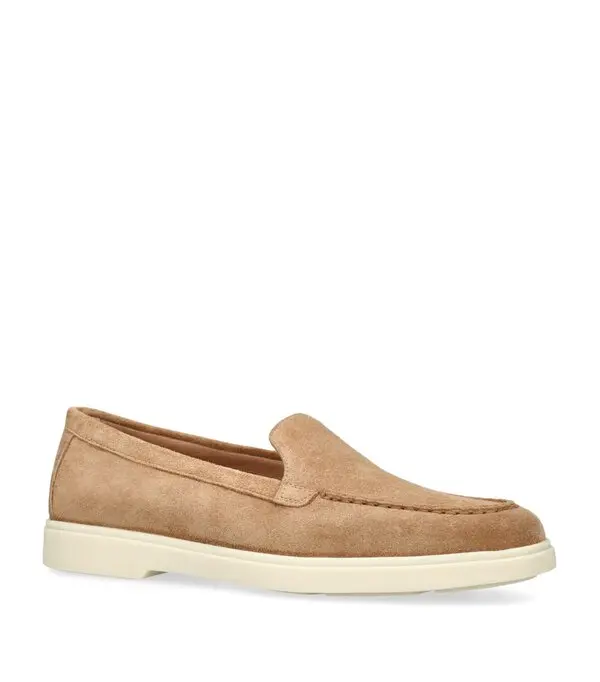 Santoni Suede Detroit Loafers - Beige