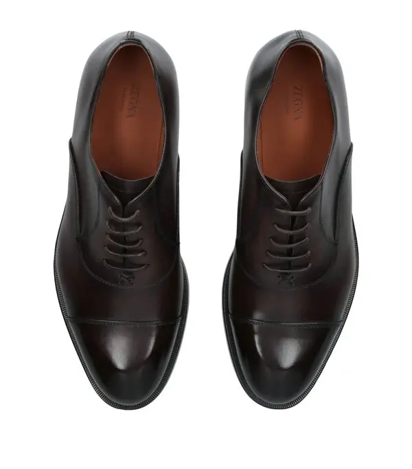 Zegna Torino Leather Cap Toe Oxford Shoes