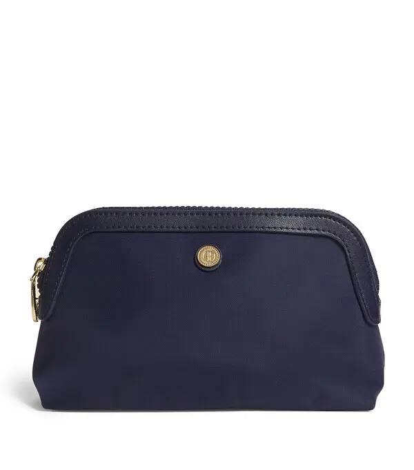Harrods Small Nylon Wash Bag With Leather Trims - Navy