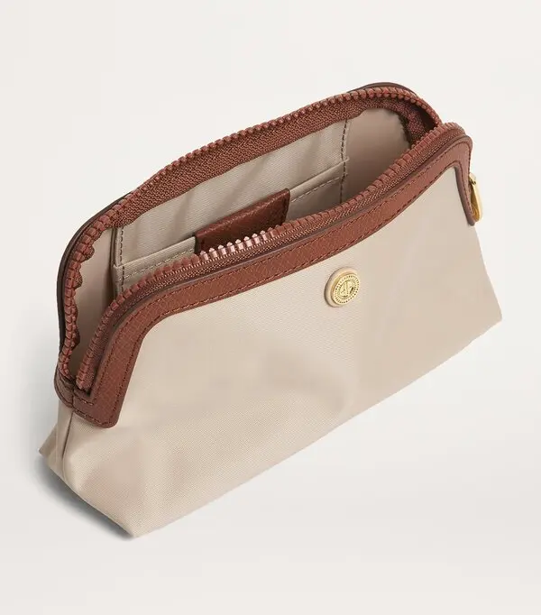 Harrods Small Nylon Wash Bag With Leather Trims - Neutral