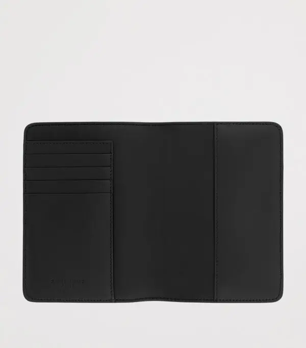 Saint Laurent Leather Logo Passport Holder