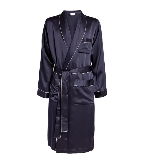 Zimmerli Silk Dressing Gown - Navy