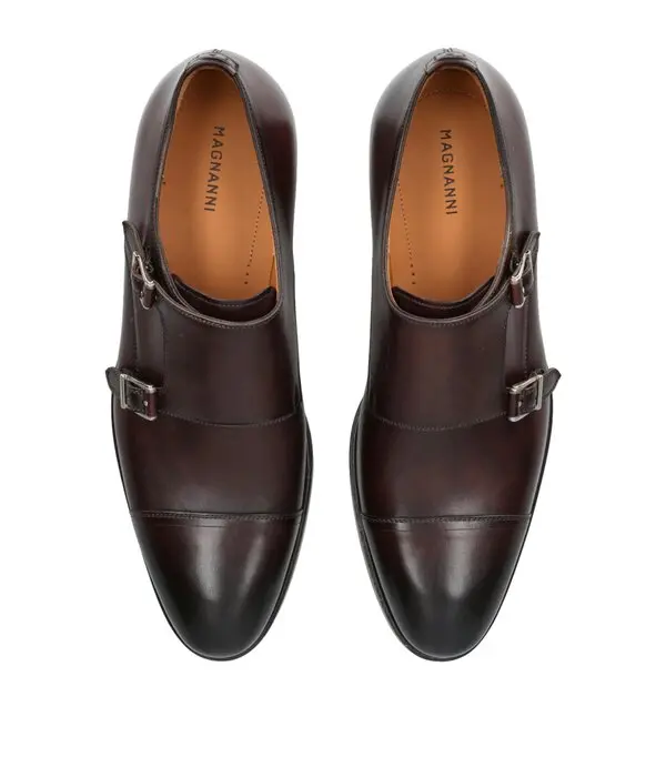 Magnanni Leather Double Monk Strap Shoes