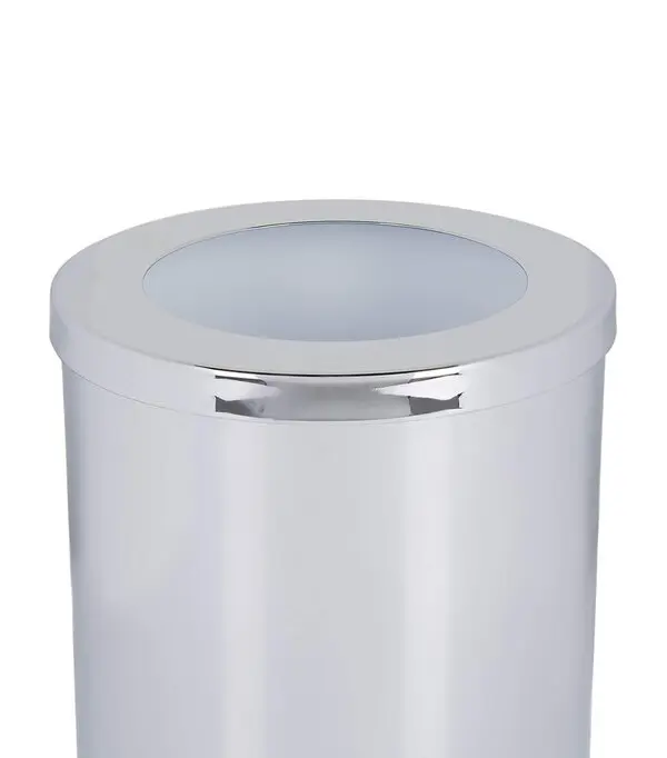 ZODIAC Cylinder Chome Bathroom Bin - Silver