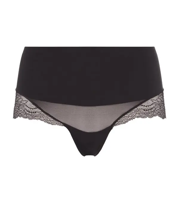 Spanx Lace Supersmooth Undie-tectable Hi Hipster Briefs - Black
