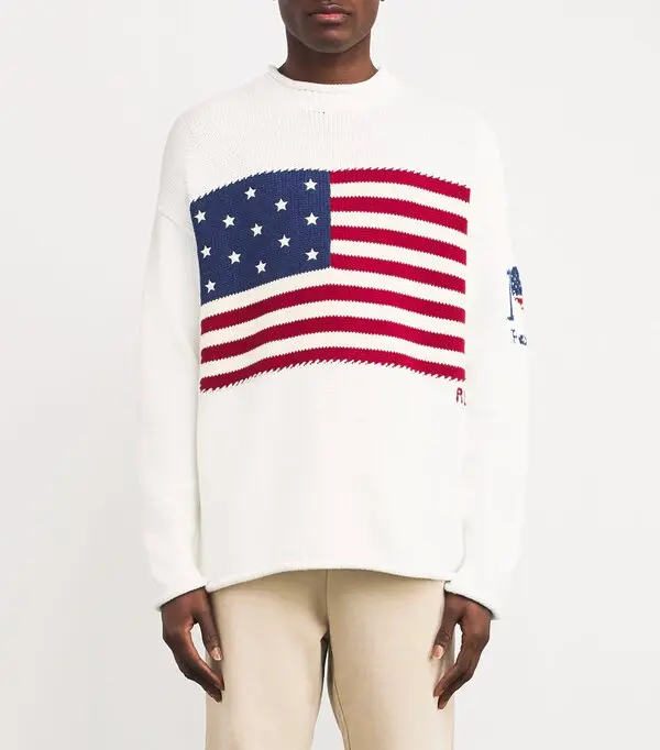 Polo Ralph Lauren Embroidered American Flag Sweater