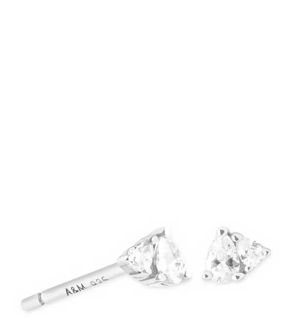 ASTRID & MIYU Rhodium-plated Pear Crystal Stud Earrings - Silver