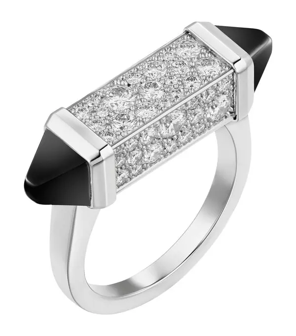 Cartier Gold, Diamond And Onyx Les Berlingots De Ring - White