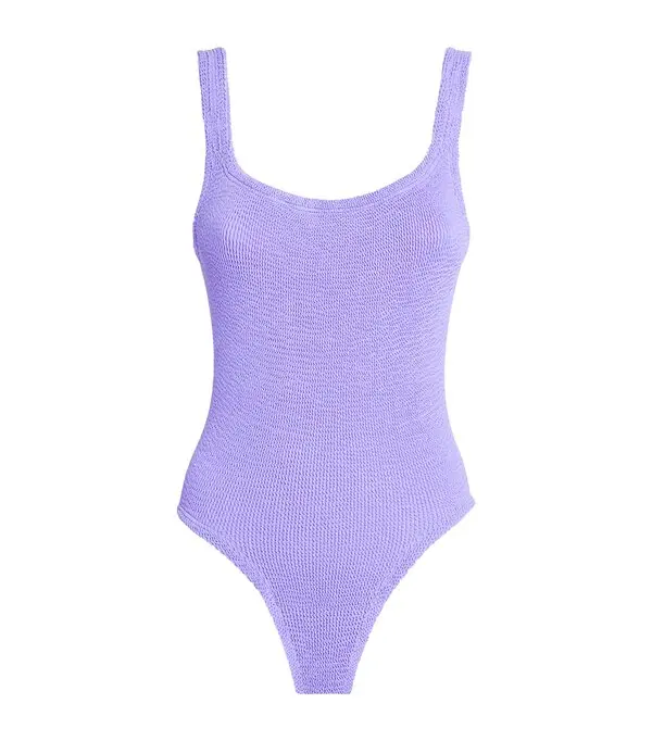 Hunza G Original Crinkle Square-neck One-piece Swimsuit - Purple