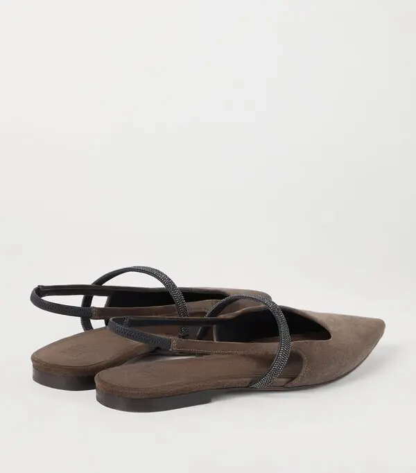 Brunello Cucinelli Suede Slingback Flats