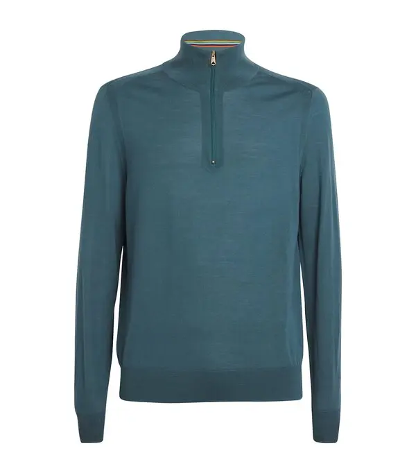 Paul Smith Merino Wool Quarter-zip Sweater - Green