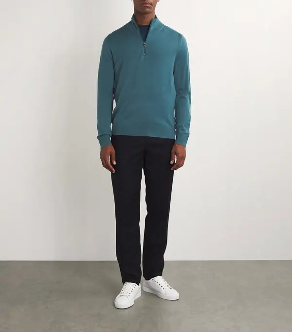 Paul Smith Merino Wool Quarter-zip Sweater - Green