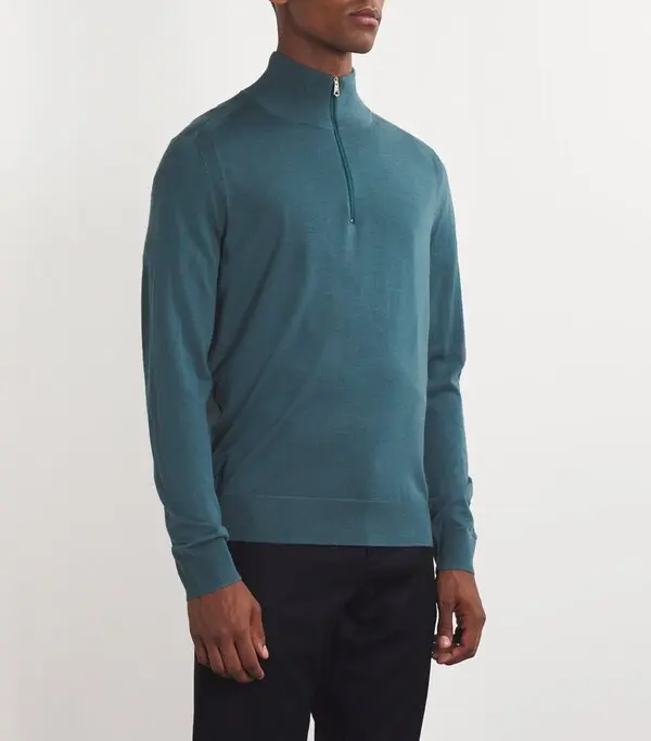 Paul Smith Merino Wool Quarter-zip Sweater - Green