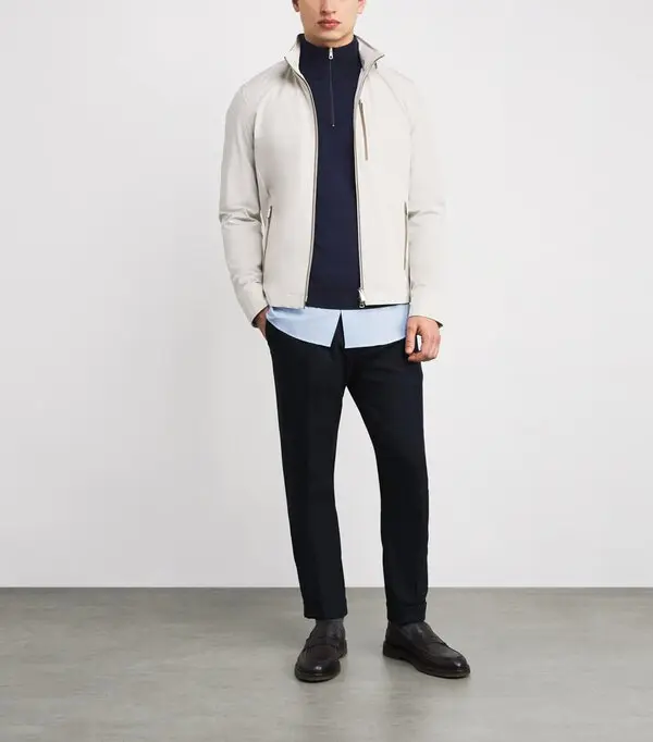 Paul Smith Merino Wool Quarter-zip Sweater - Navy