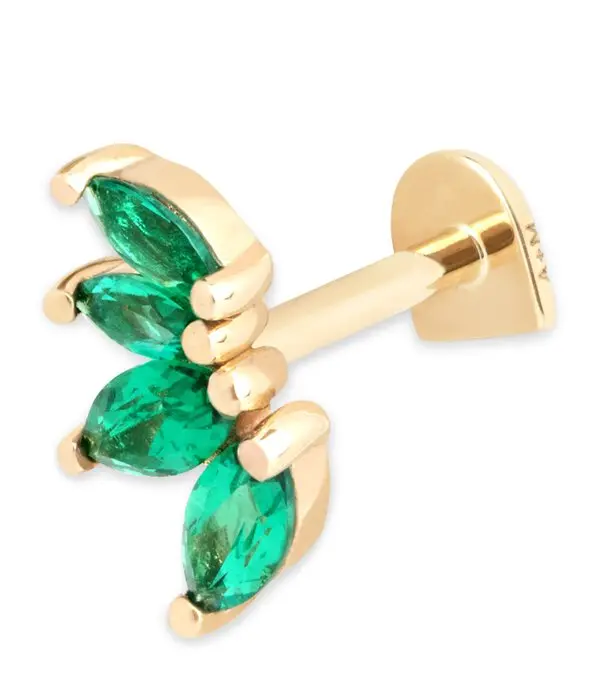 ASTRID & MIYU Yellow Stack Single Stud Earring With Emerald - Gold