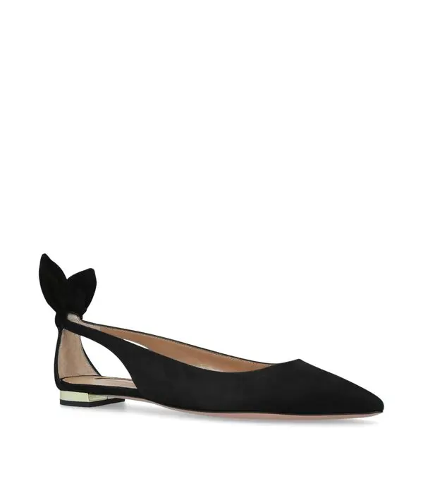 AQUAZZURA Bow Tie Suede Ballet Flats