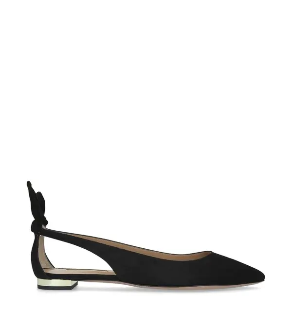 AQUAZZURA Bow Tie Suede Ballet Flats
