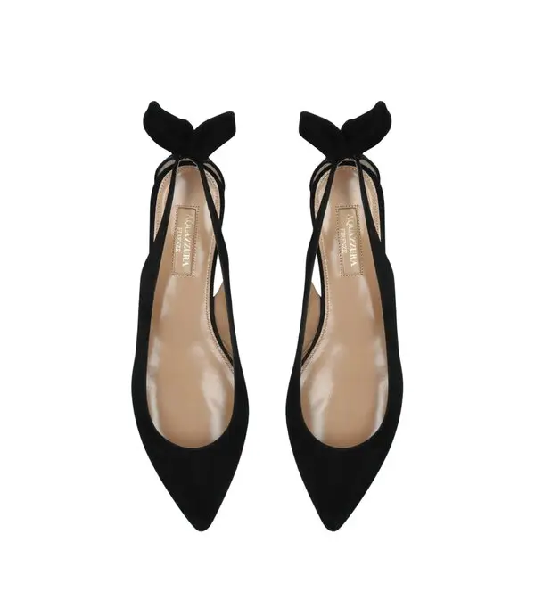 AQUAZZURA Bow Tie Suede Ballet Flats