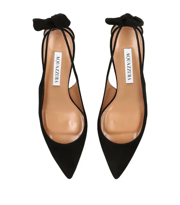 AQUAZZURA Suede Bow Tie Pumps - Black