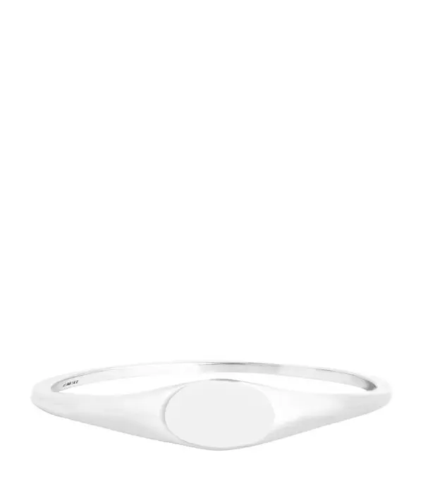 ASTRID & MIYU 14k White Gold Signet Ring - Silver