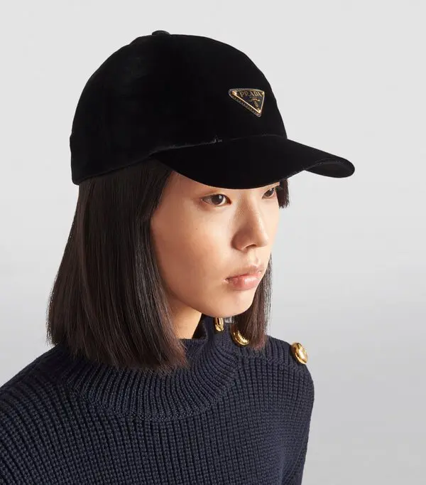 Prada Velvet Baseball Cap - Black