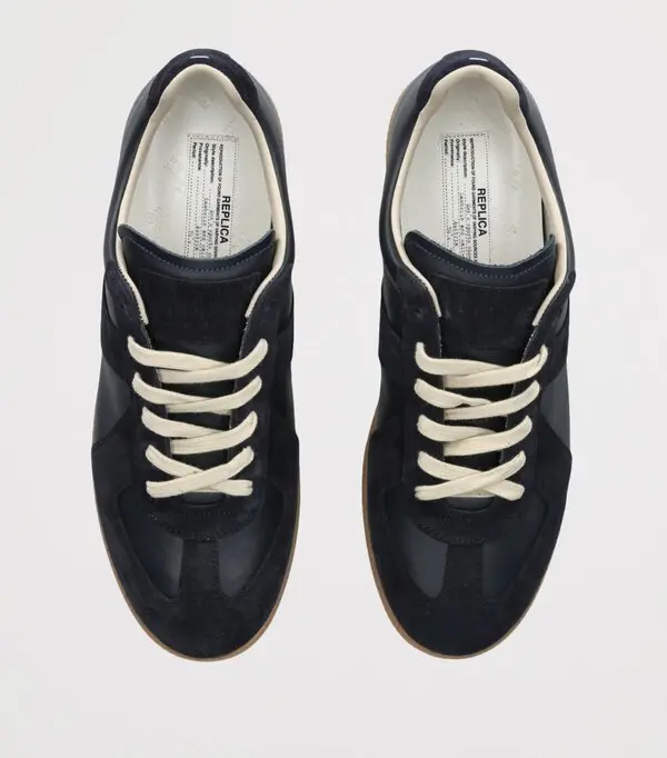 MAISON MARGIELA Replica Leather And Suede Sneakers - Navy