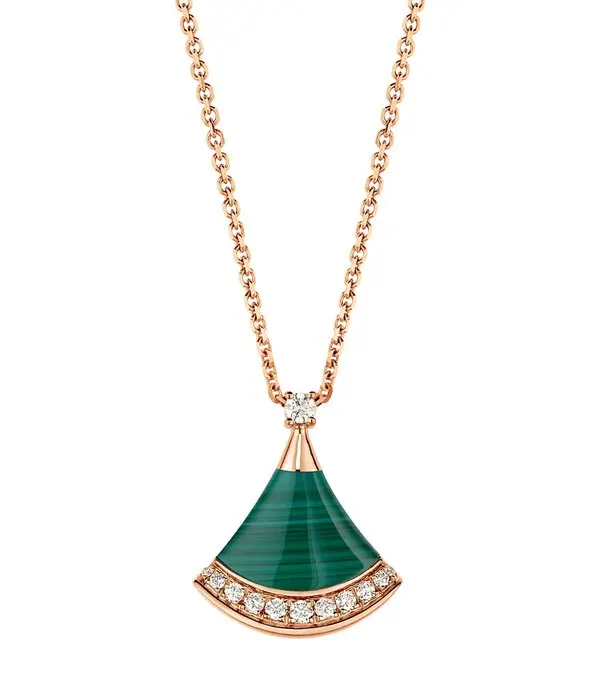 BVLGARI Diamond And Malachite Divas' Dream Necklace - Rose Gold