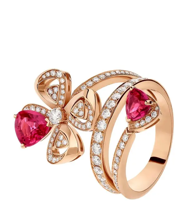 BVLGARI Diamond And Rubellite Fiorever Ring - Rose Gold