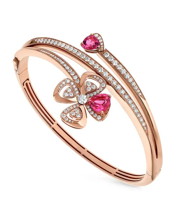 BVLGARI Diamond And Rubellite Fiorever Bangle - Rose Gold