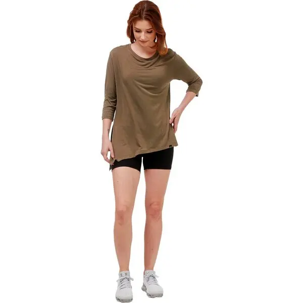 REBODY Side Tie 3/4 Sleeve Top - Army Sage