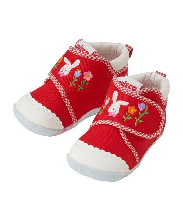 MIKI HOUSE Embroidered Bunny Booties - Red