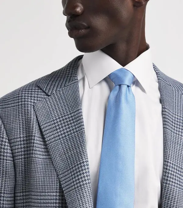Eton Silk Textured Neck Tie - Blue