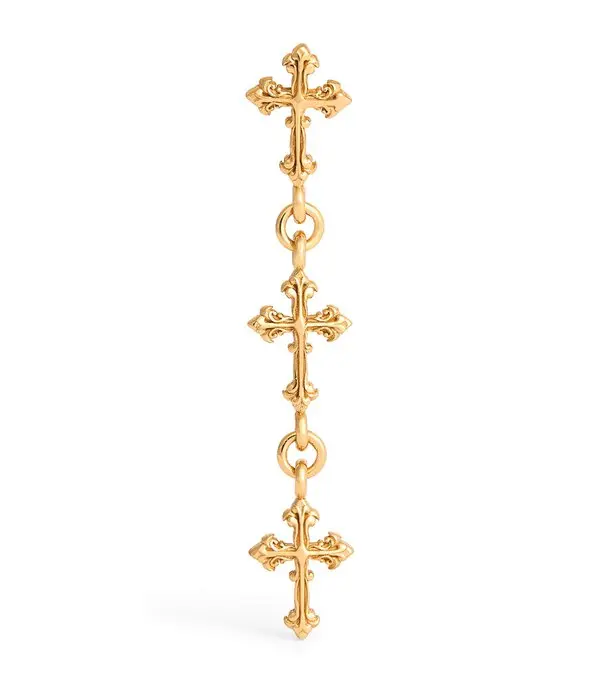 Emanuele Bicocchi Gold-plated Cross Drop Earring - Silver